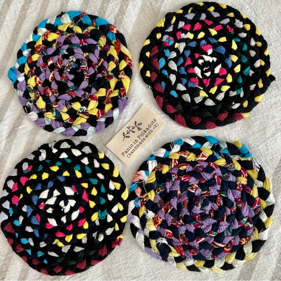 Panic in Polkadots | Dining | Set Of Four Braided Coasters | Poshmark